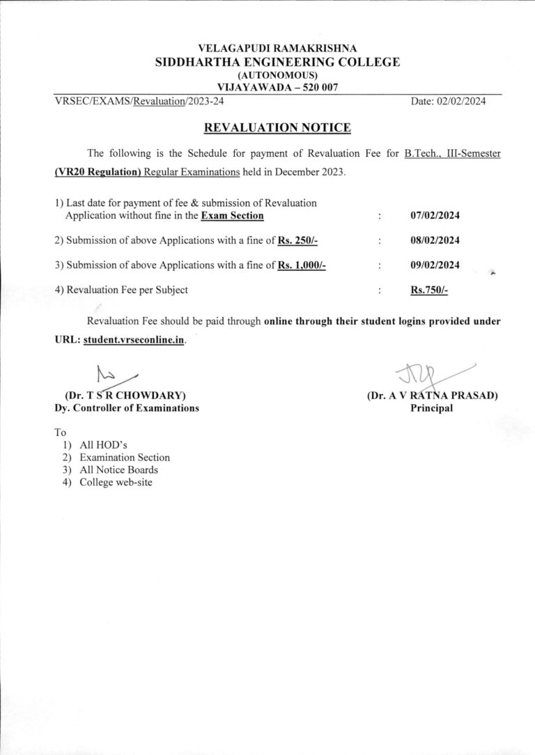 Revaluation notice for B.Tech., III-Semester Regular Exams, Dec-2023 ... Revaluation notice for B.Tech., III-Semester Regular Exams, Dec-2023 ...